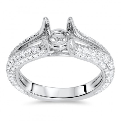 Pave Engagement Ring for 2 ct Center Stone | AR14-093 | Aura Diamonds ...